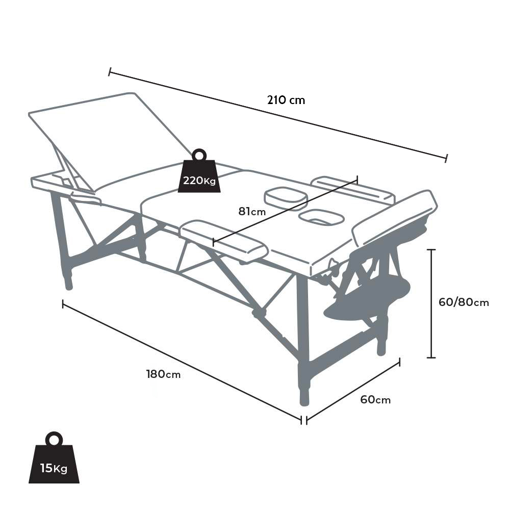 Thai Table De Massage Portable Pliante Et Pratique Aluminium à 3 Zones